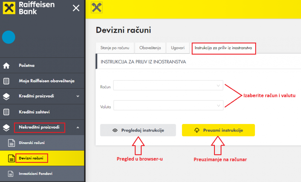 iPortal - instrukcije za priliv novca iz inostranstva - Raiffeisen - Baza znanja i